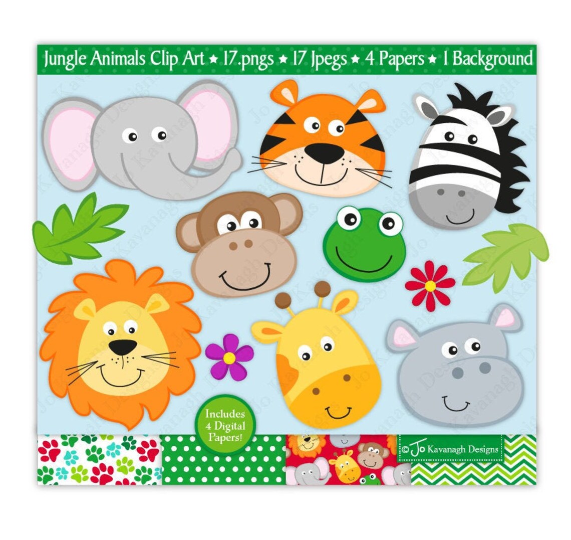 Jungle Animals Clipart Safari Animals Clipart Zoo Animals | Etsy