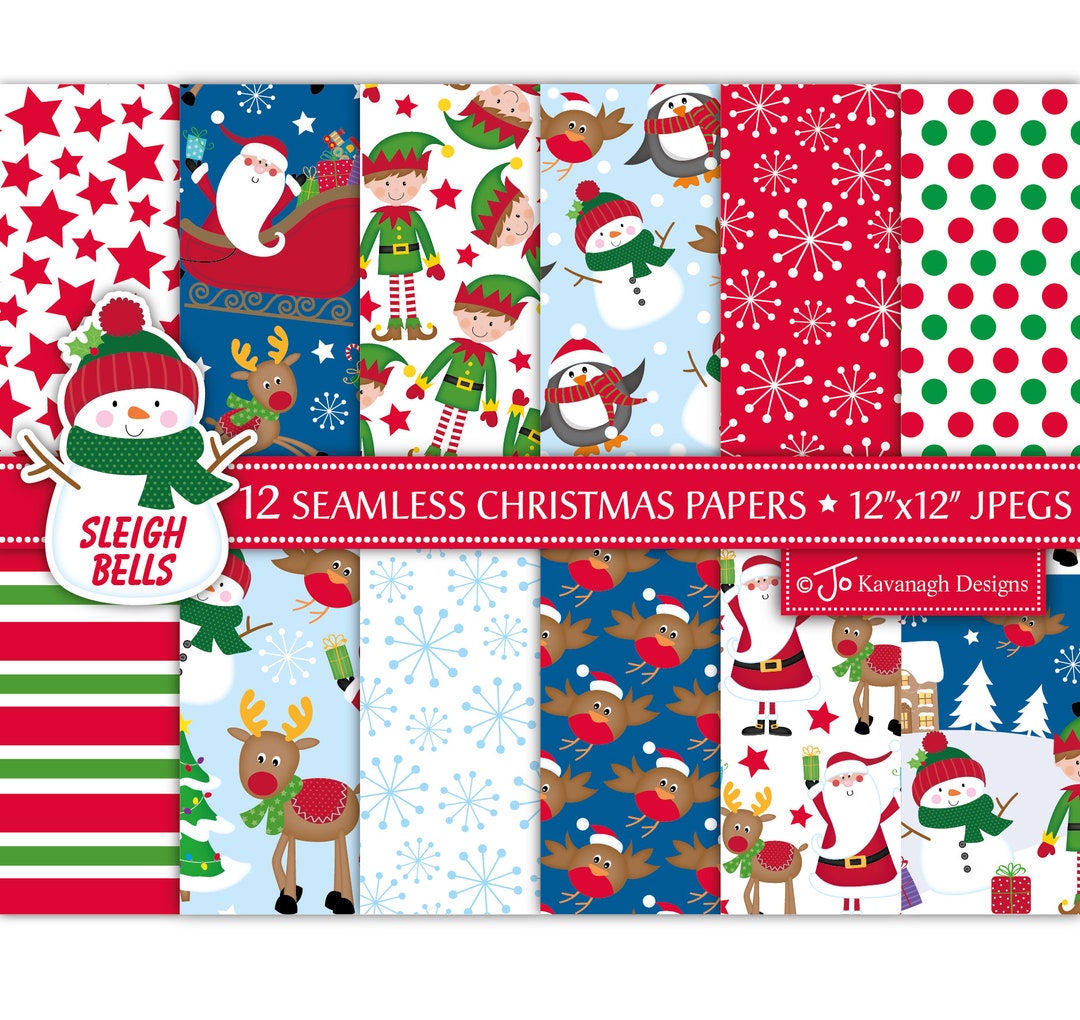 Christmas Digital Papers,christmas Scrapbook Papers,santa Papers ...