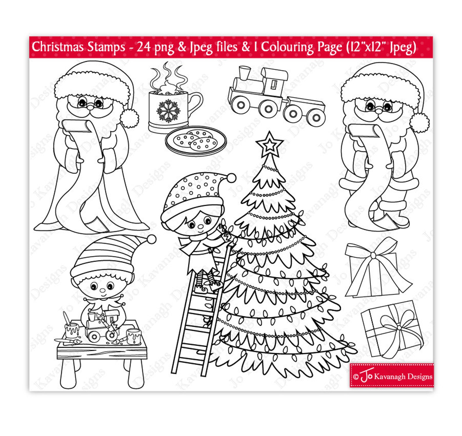 Christmas Digital Stamps Christmas Christmas Stamps - Etsy
