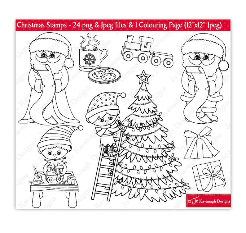 Christmas Digital Stamps Christmas Christmas Stamps - Etsy