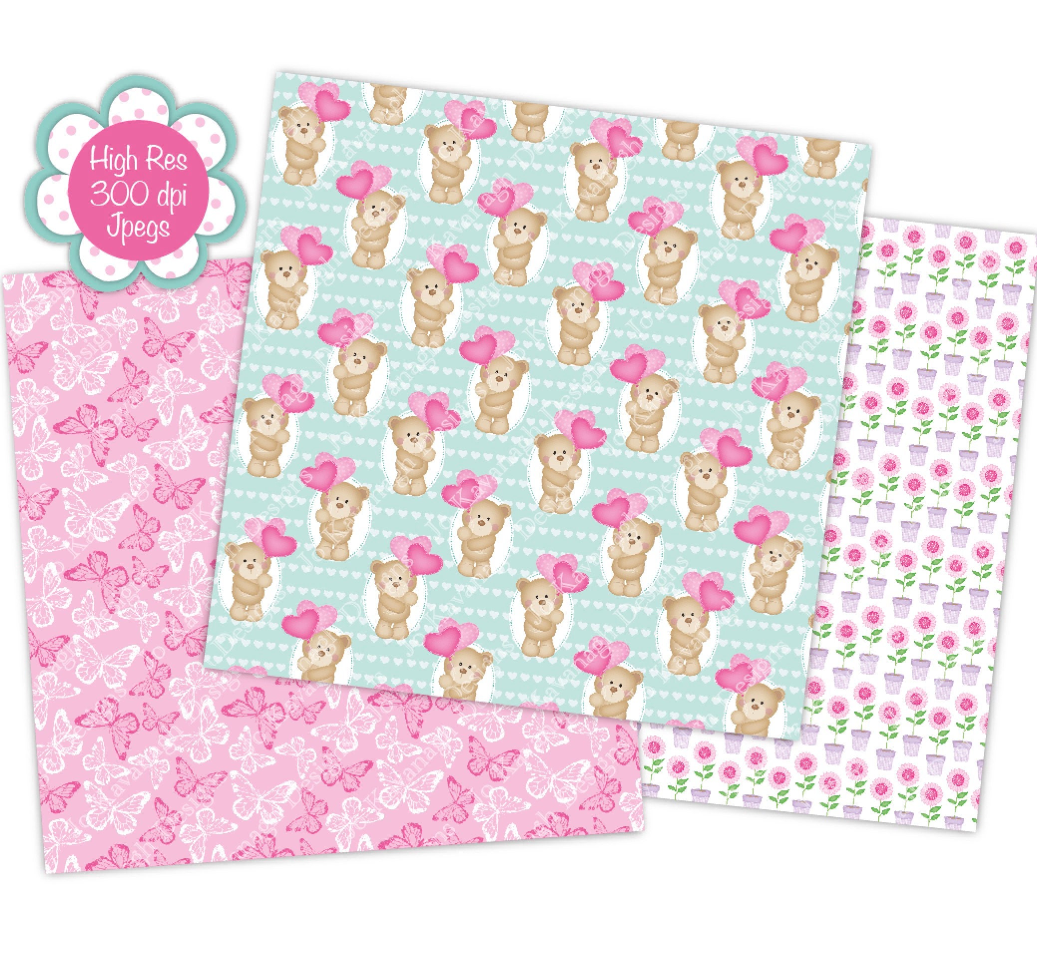 Bear Digital Papersmother's Day Digital Papercute | Etsy