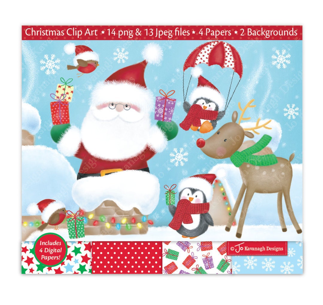 Christmas Clipart-christmas Digital Papers-santa Clipart-christmas Clip ...