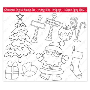 Christmas Digital Stamps,digital Stamps,santa Digital Stamps,rudolph ...
