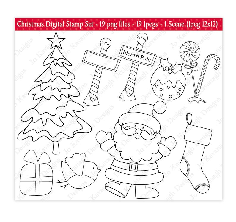Christmas Digital StampsDigital StampsSanta Digital | Etsy