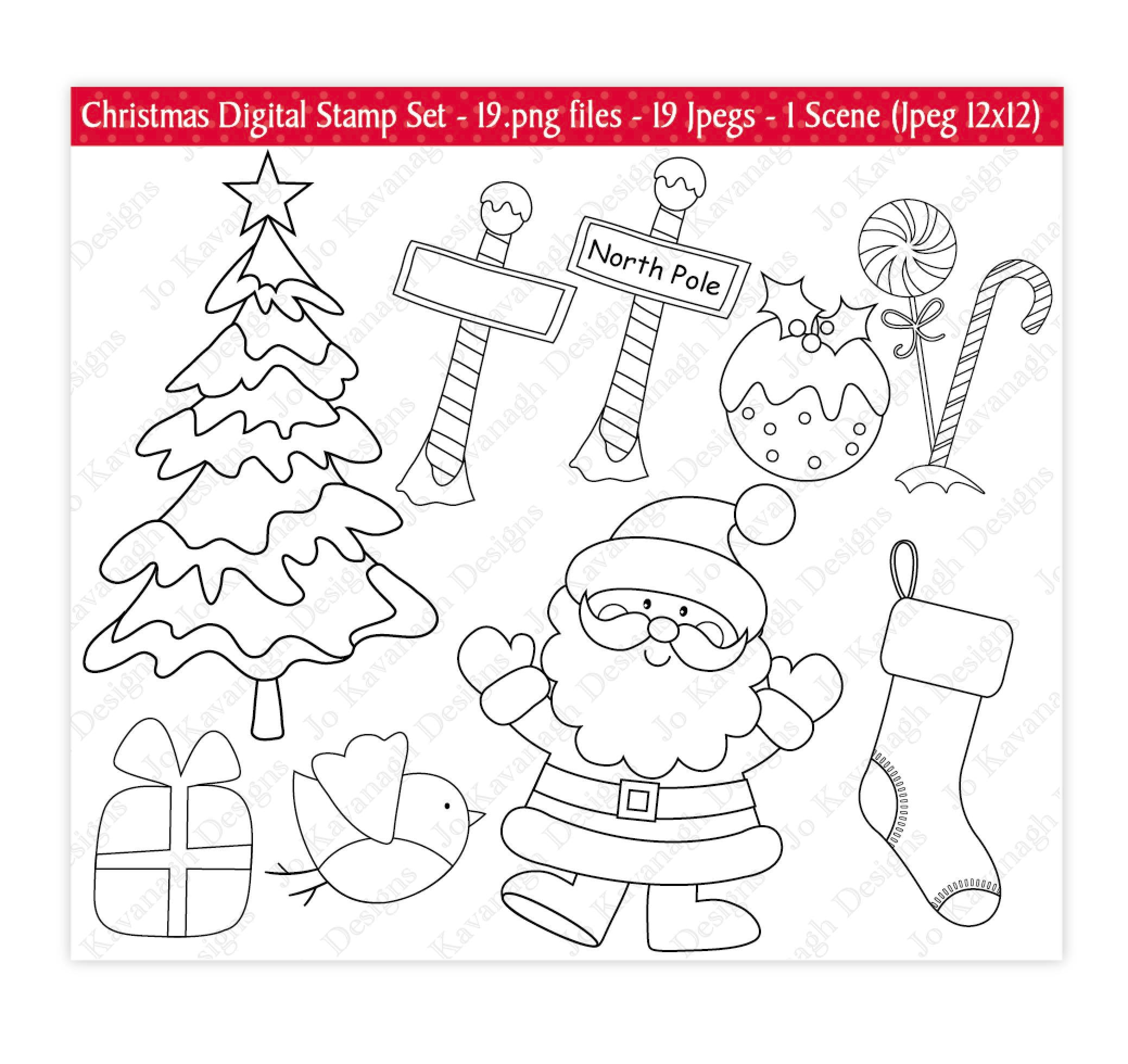 Christmas Digital Stampsdigital Stampssanta Digital - Etsy UK