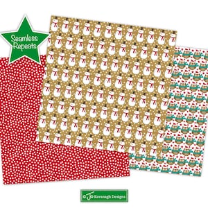 Christmas Digital Papers,christmas Scrapbook Papers,reindeer Papers ...