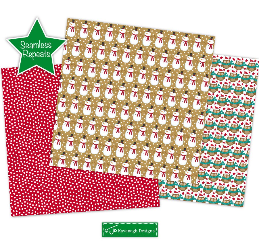 Christmas Digital Paperschristmas Scrapbook Papersreindeer - Etsy UK