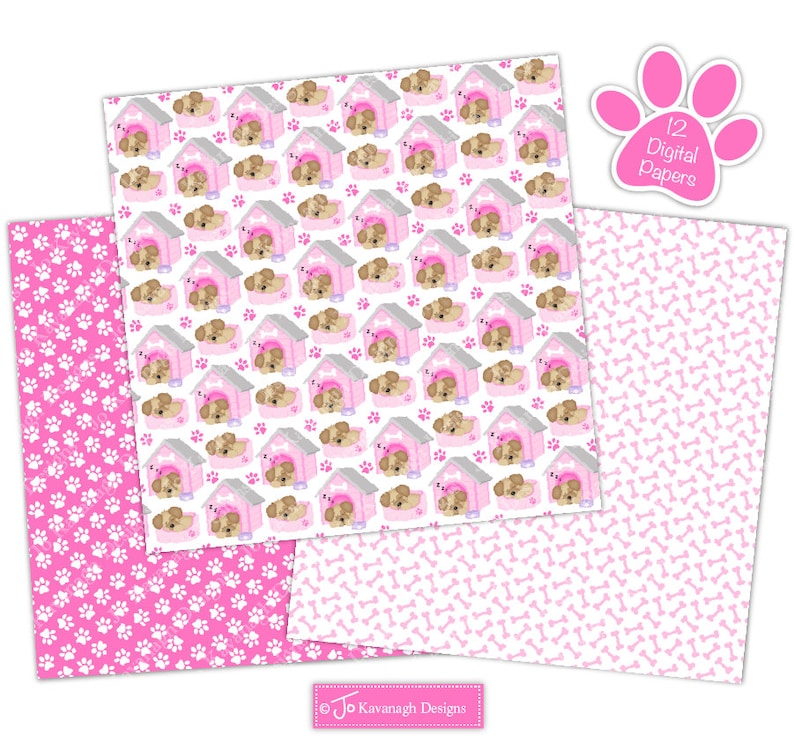 Dog Digital Papers, Puppy Dog Papers, Cute Dogs, Dog Paper Pack, Dog ...