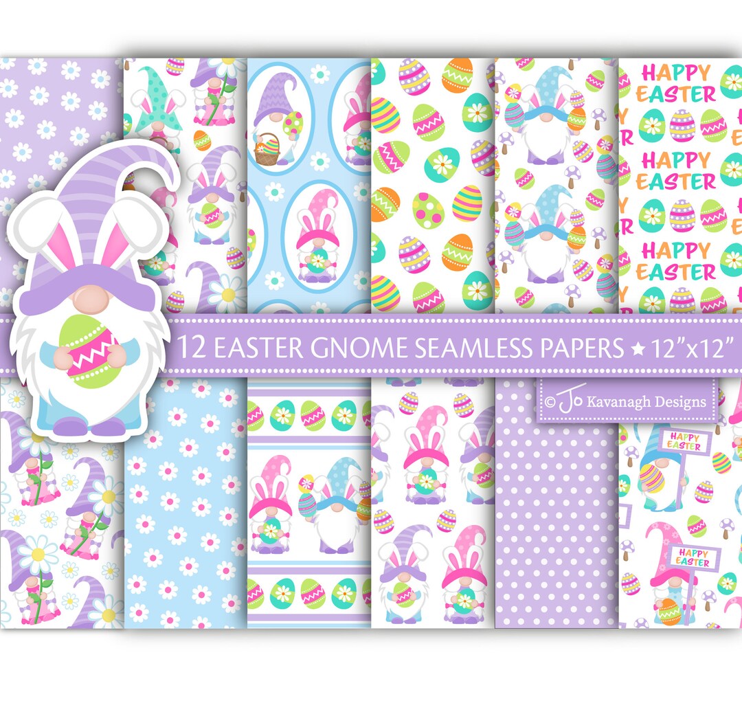 Easter Digital Papers, Easter Gnome Digital Paper, Easter Gnomes ...