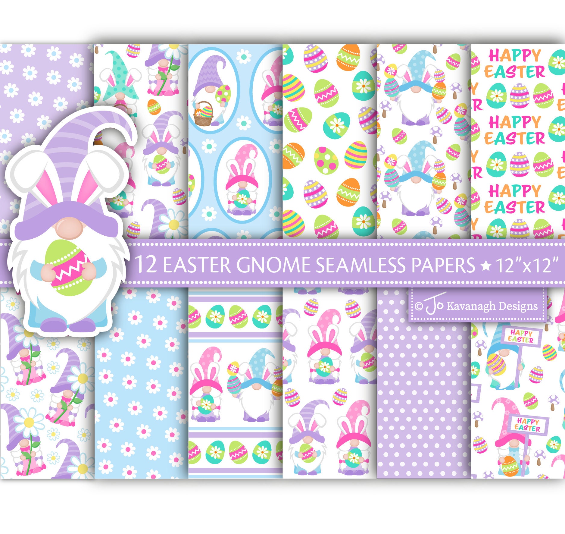 Easter Digital Papers Easter Gnome Digital Paper Easter - Etsy UK