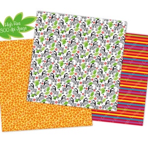 Jungle Animals Digital Paper,jungle Papers,jungle Digital Paper Pack ...