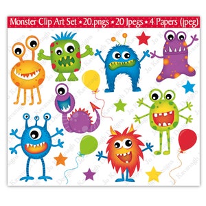 Monster Clip Art,monster Digital Papers,monster Clipart,alien Clipart ...