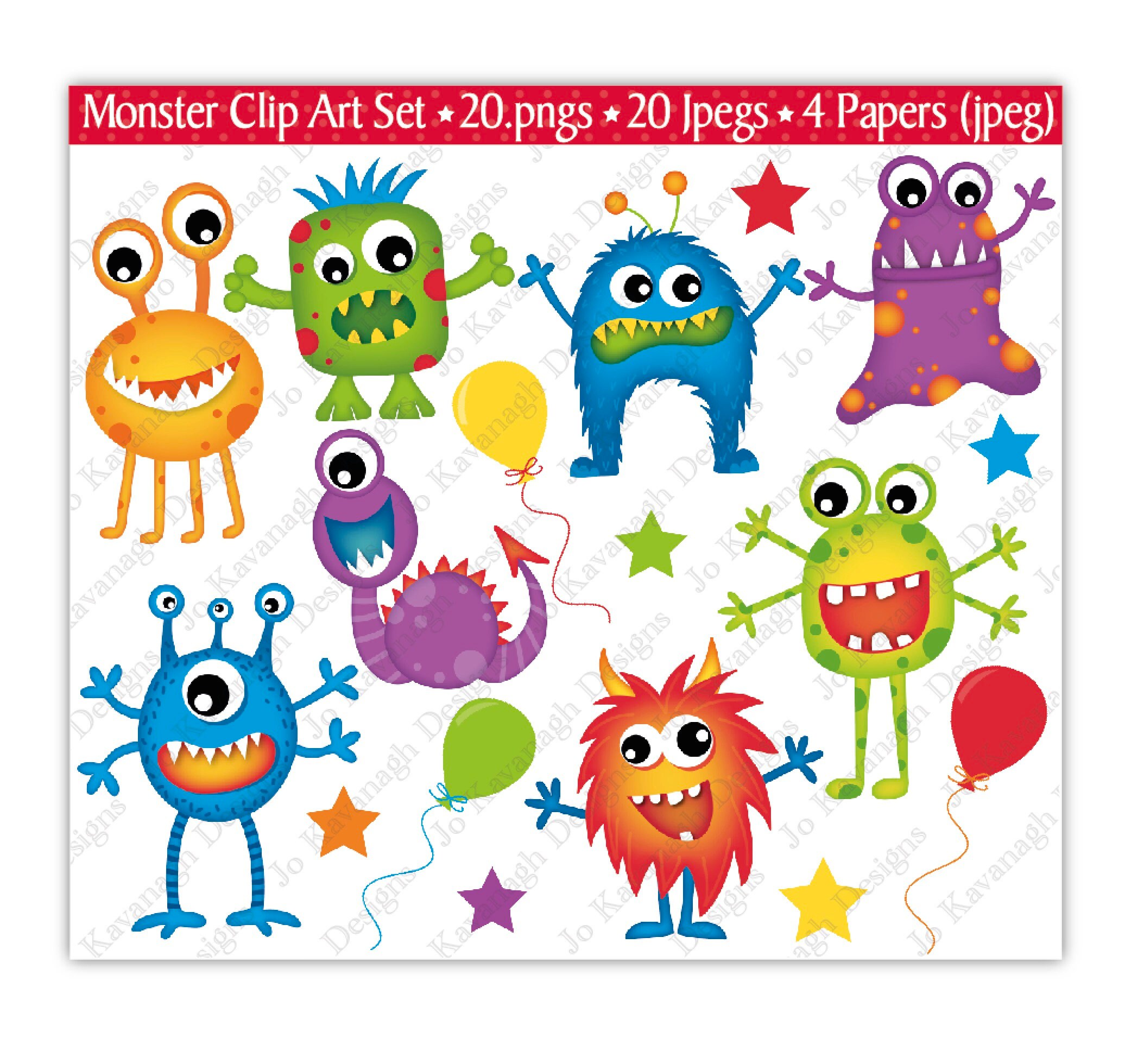 Monster Clip Art,monster Digital Papers,monster Clipart,alien Clipart ...