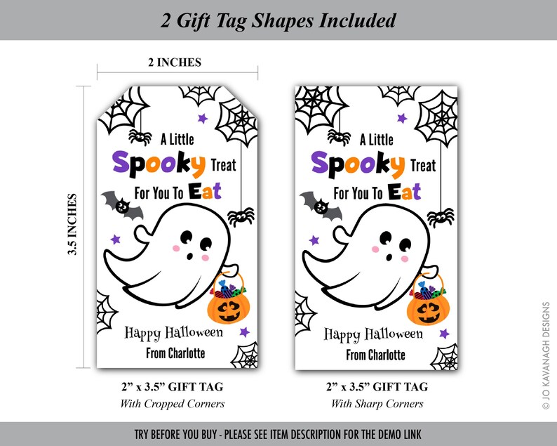 Editable Happy Halloween Gift Tags, Ghost Trick or Treat Favour Bag Tag ...
