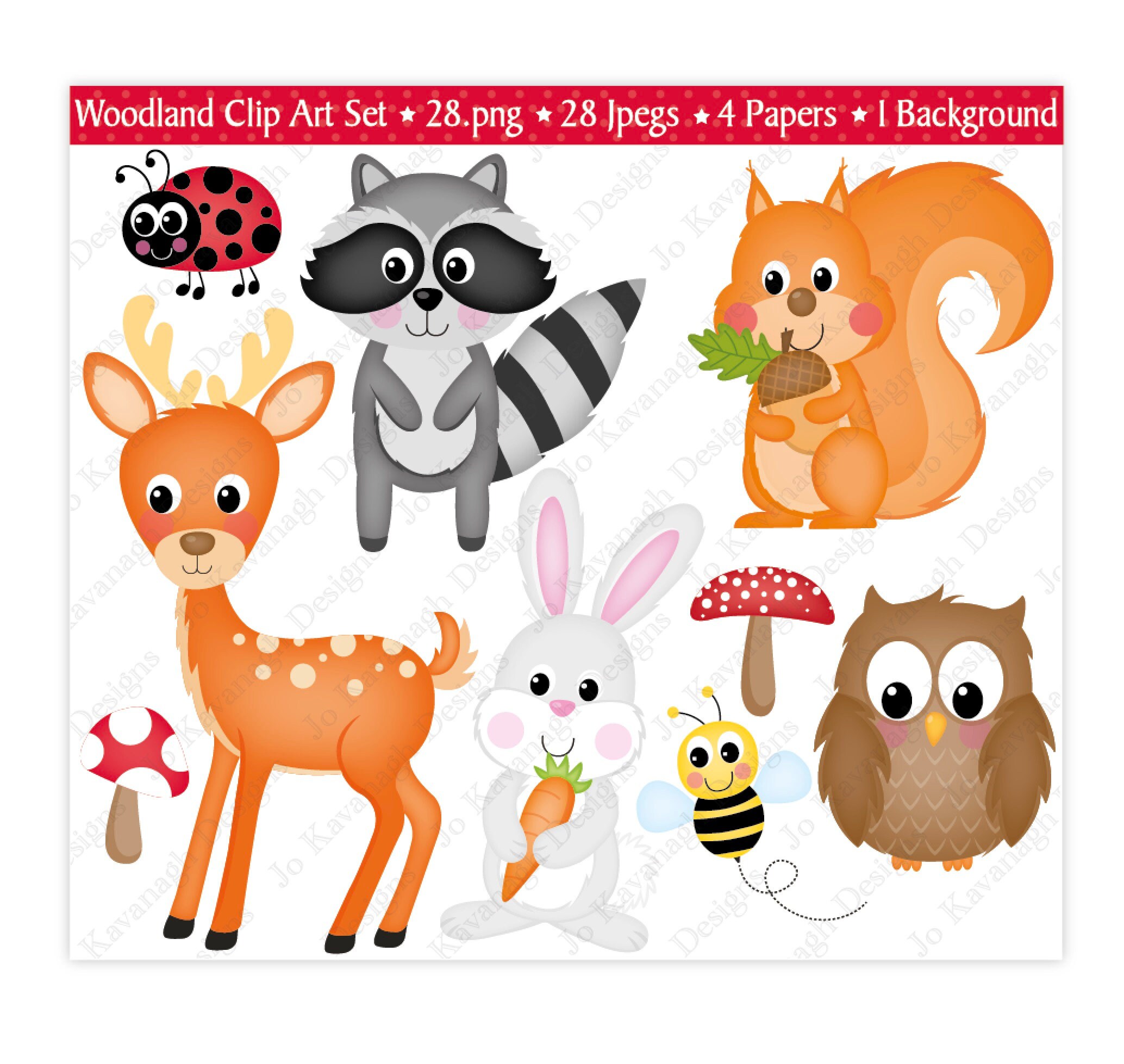 Woodland Animals Clipartwoodland Digital Paperswoodland - Etsy