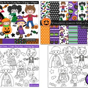 Halloween Clipart Bundle, Halloween Digital Stamps, Halloween Digital ...