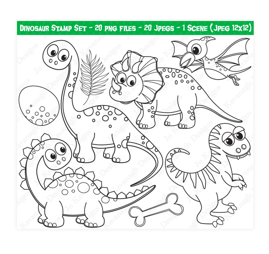 Dinosaur Digital Stampsdinosaurs Digital Stampsdinosaur - Etsy