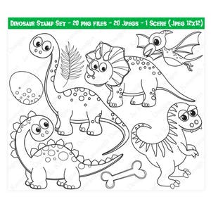 Dinosaur Digital Stamps,dinosaurs Digital Stamps,dinosaur Clipart,t-rex ...
