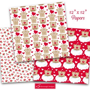 Valentine Digital Paper, Heart Digital Paper, Valentine Patterns ...