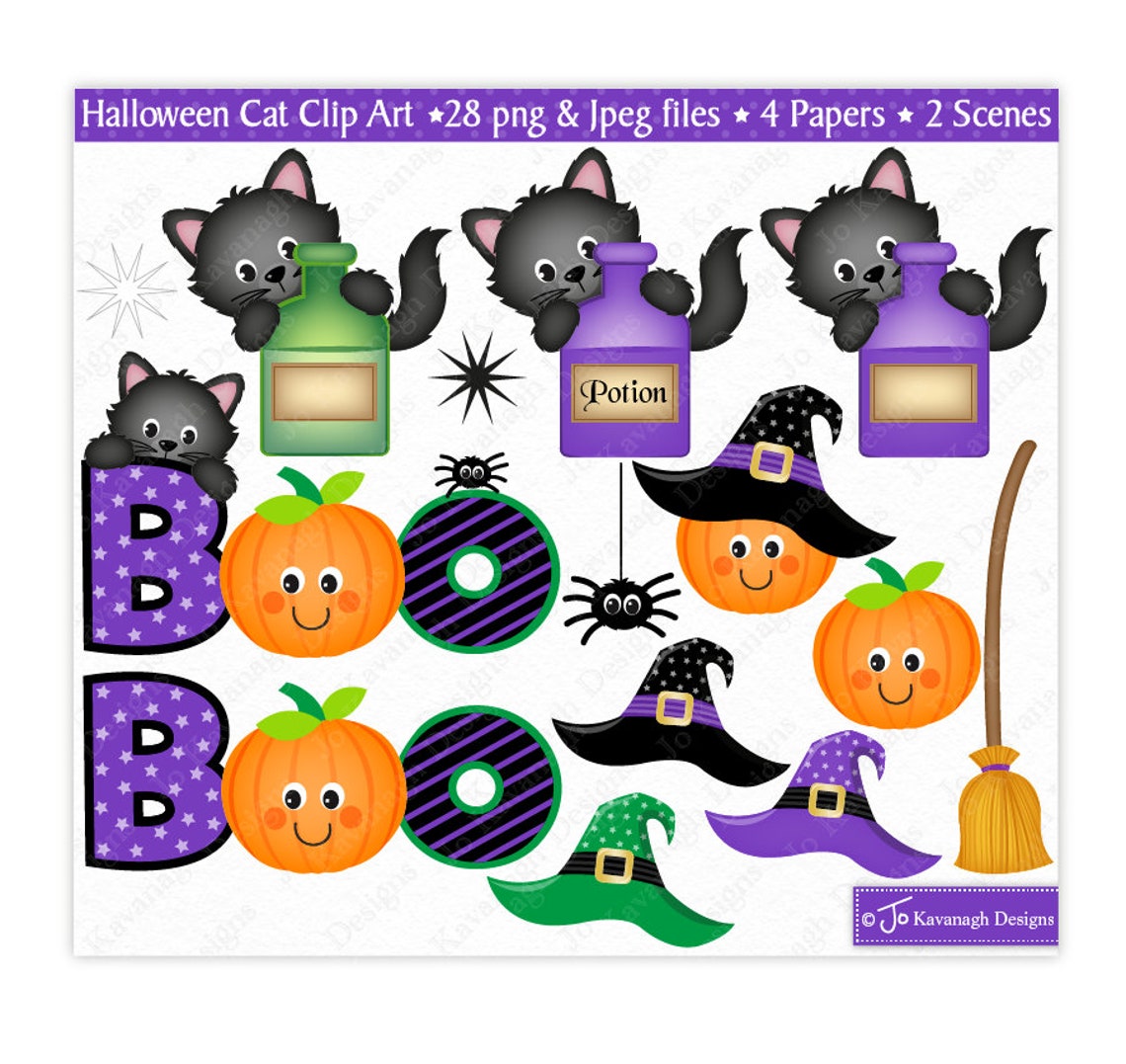 Halloween Cat Clipart Cat Clipart Kitten Clipart Cats - Etsy