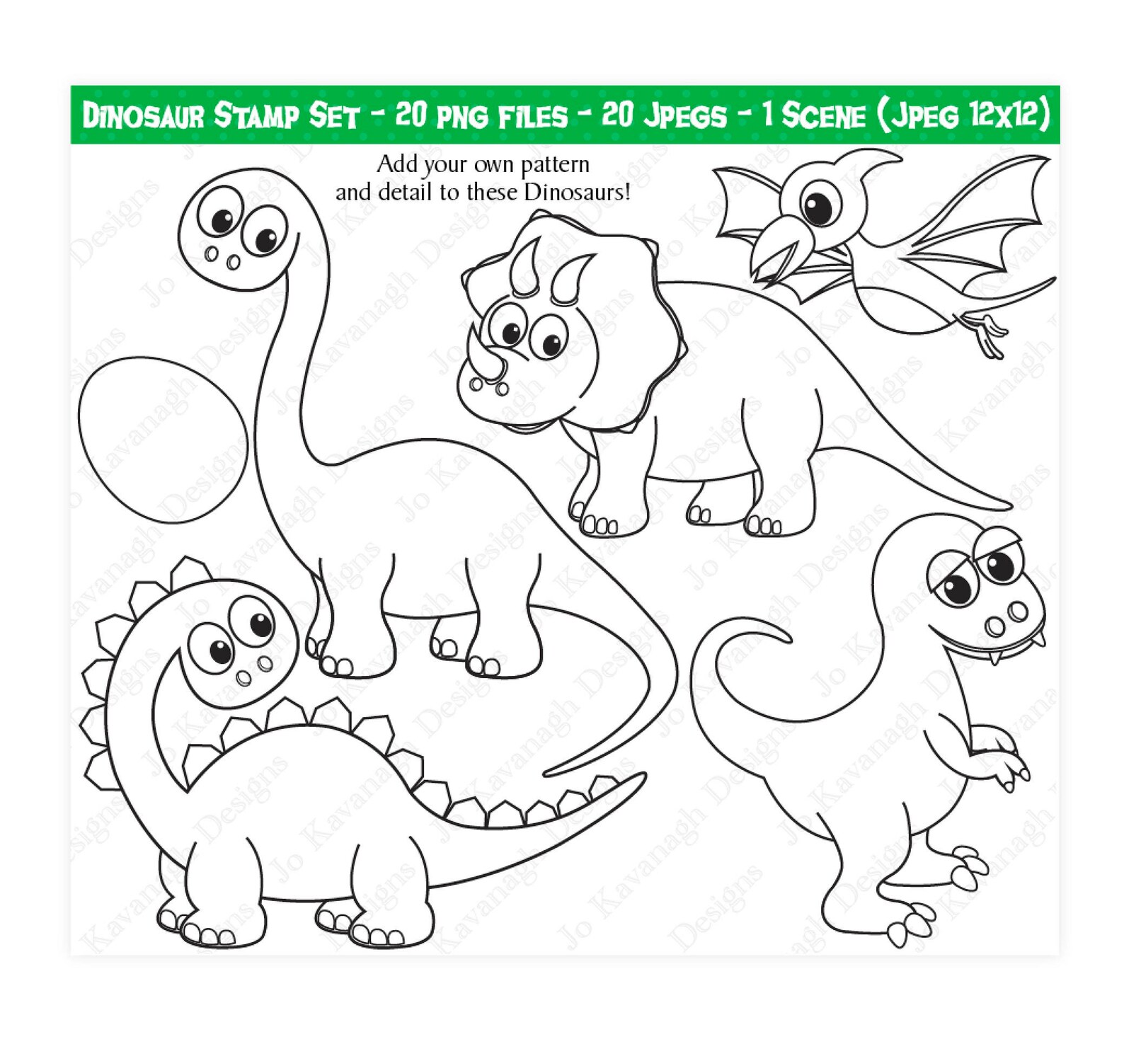 Dinosaur Digital Stamps,dinosaurs Digital Stamps,dinosaur Clipart,t-rex ...
