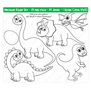 Dinosaur Digital Stamps,dinosaurs Digital Stamps,dinosaur Clipart,t-rex ...