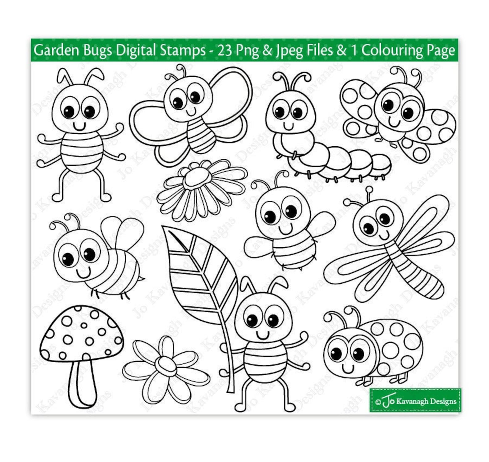 Cute Bugs Digital Stamps Bugs Clipart Bug Stamps Garden | Etsy