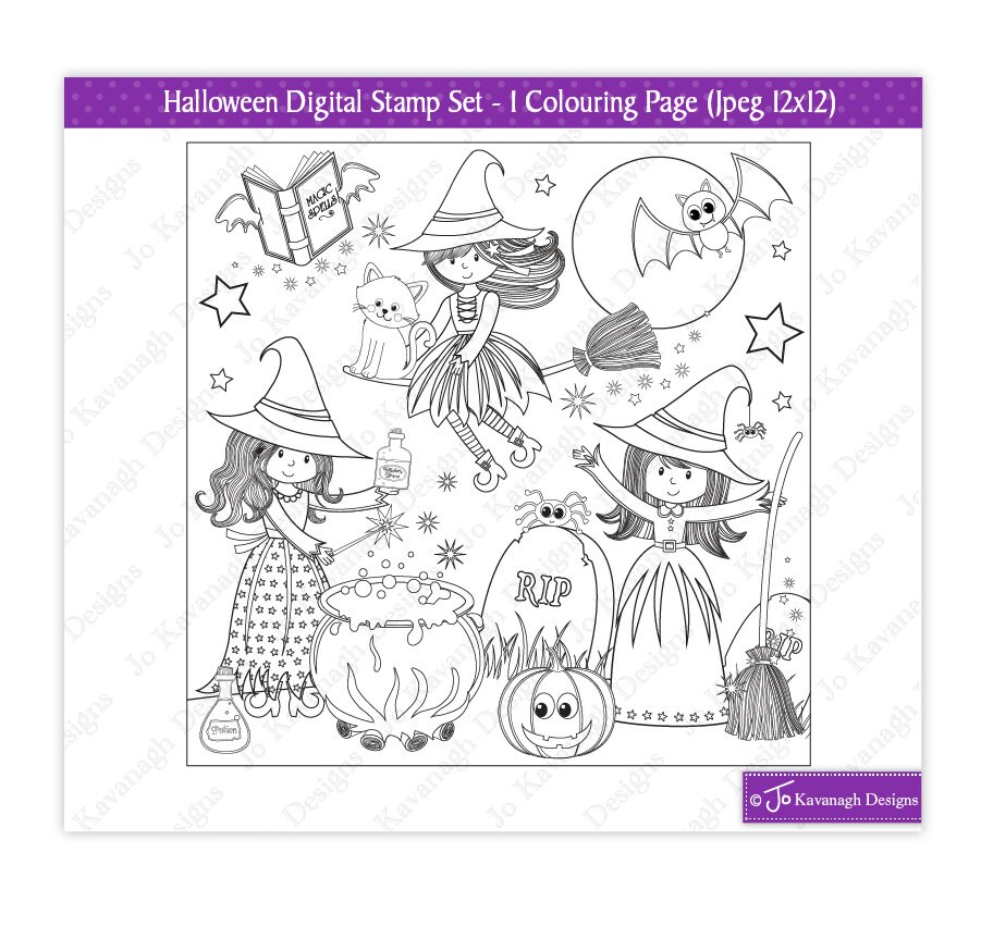 Halloween Digital StampsWitch Digital StampsHalloween | Etsy