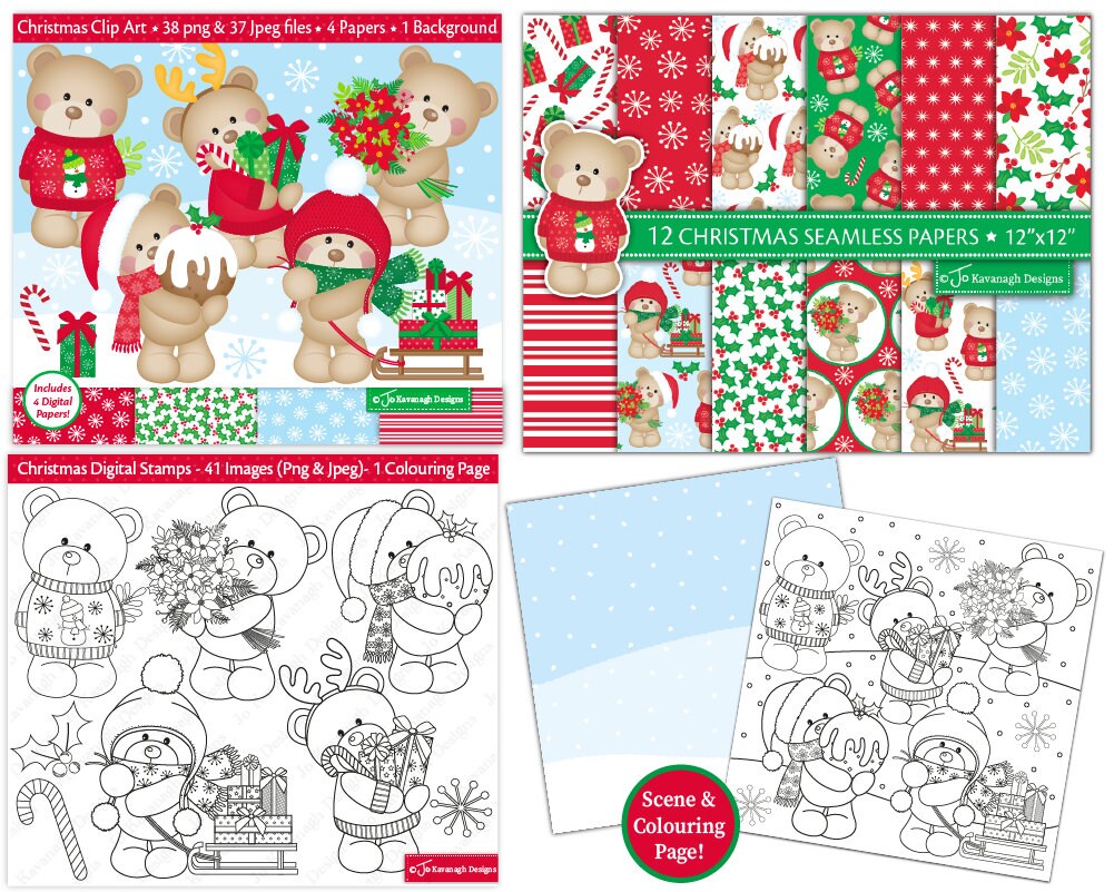 Christmas Clipart Bundle Christmas Digital Paper Christmas - Etsy UK