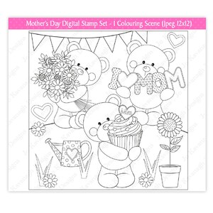 Mother's Day Digital Stamps,mothers Day Stamp,mum Stamps,bear Stamps ...