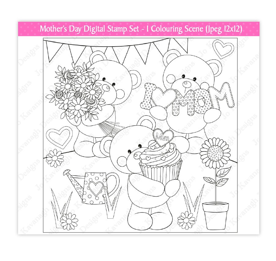 Mother's Day Digital Stamps,mothers Day Stamp,mum Stamps,bear Stamps ...
