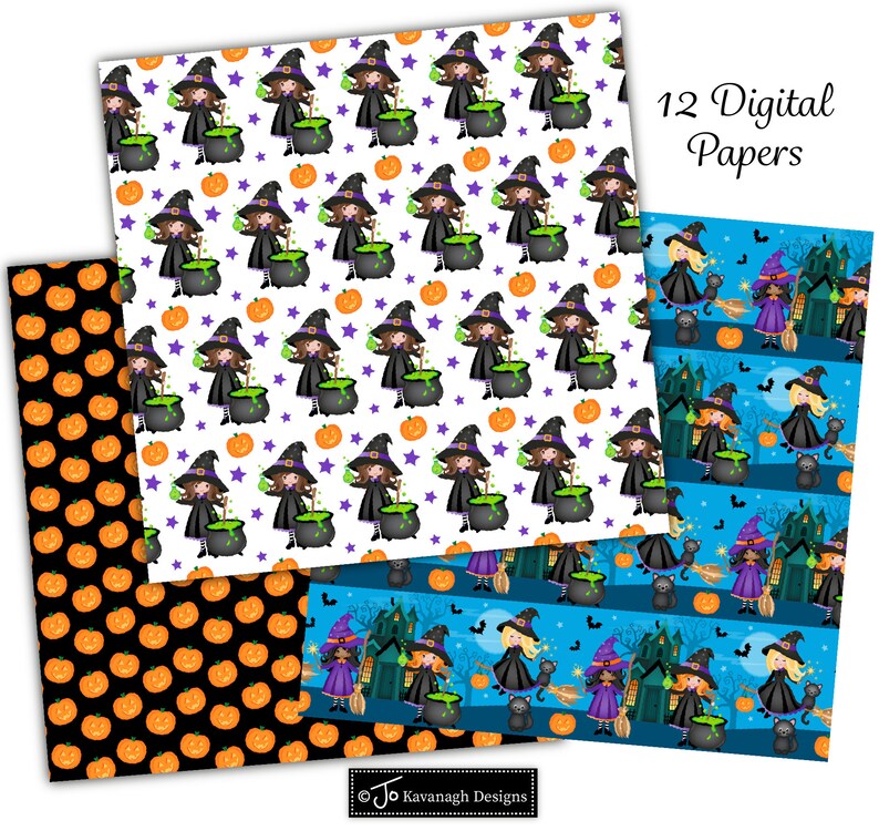 Halloween Digital Paper Witch Patterns Halloween Patterns - Etsy
