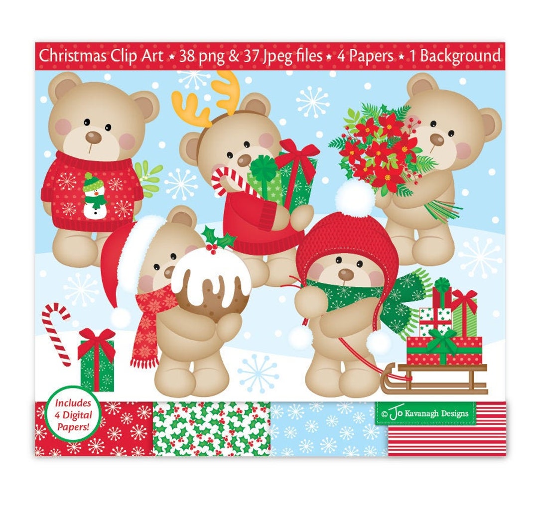 Christmas Clipart, Christmas Graphics, Christmas Bears Clipart, Holiday ...
