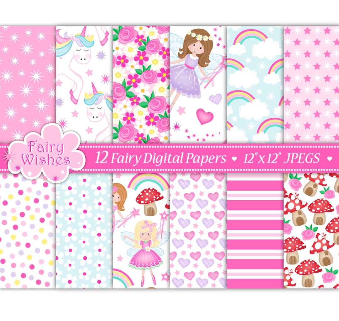 Fairy Digital Paper,fairy Paper Pack,digital Papers,unicorn Paper,fairy ...