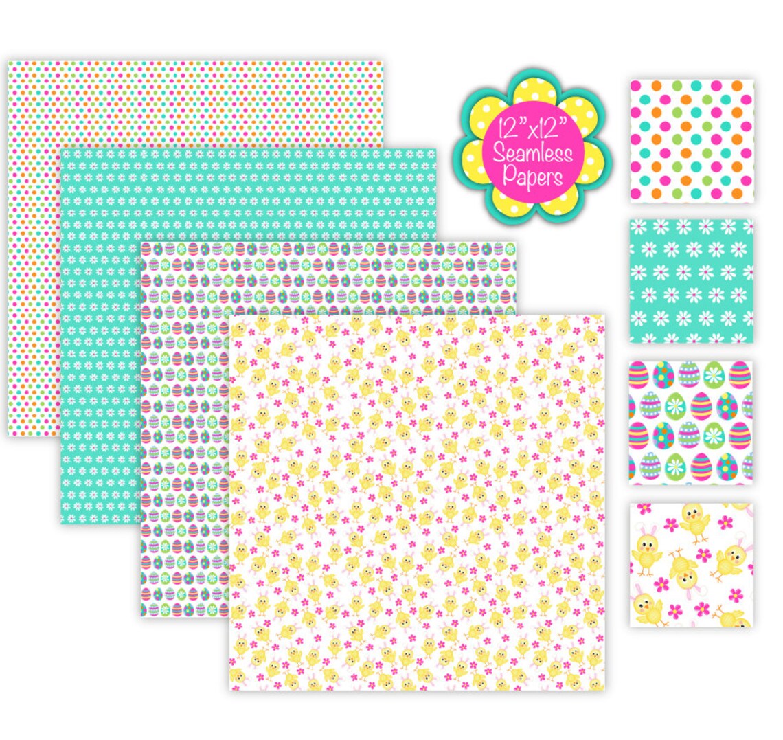 Easter Clipart & Digital Paper Seteaster Bunny Cliparteaster | Etsy