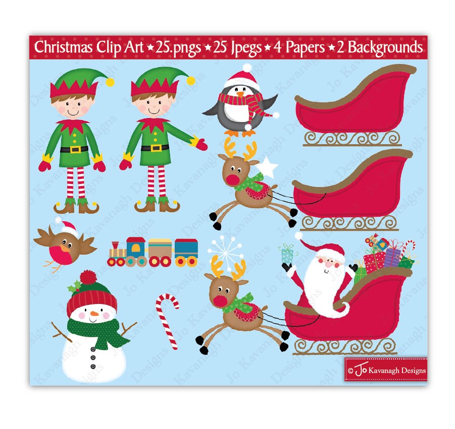 Christmas Clipart,christmas Digital Papers,christmas Clip Art,santa ...