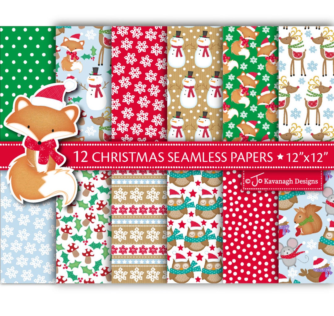 Christmas Digital Papers,christmas Scrapbook Papers,reindeer Papers ...