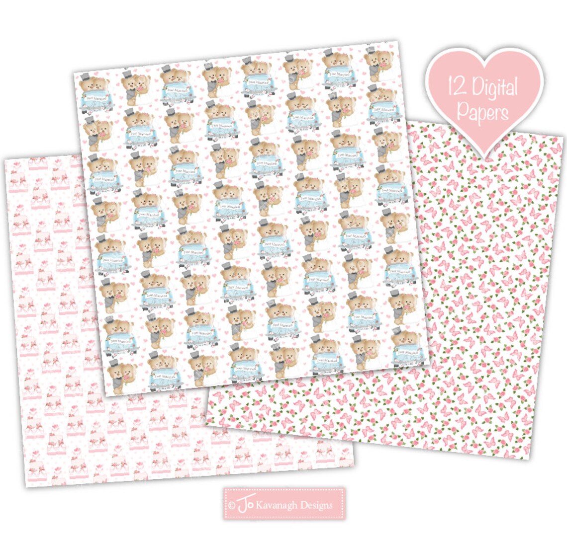 Wedding Digital Papers Wedding Patterns Bride Groom | Etsy UK