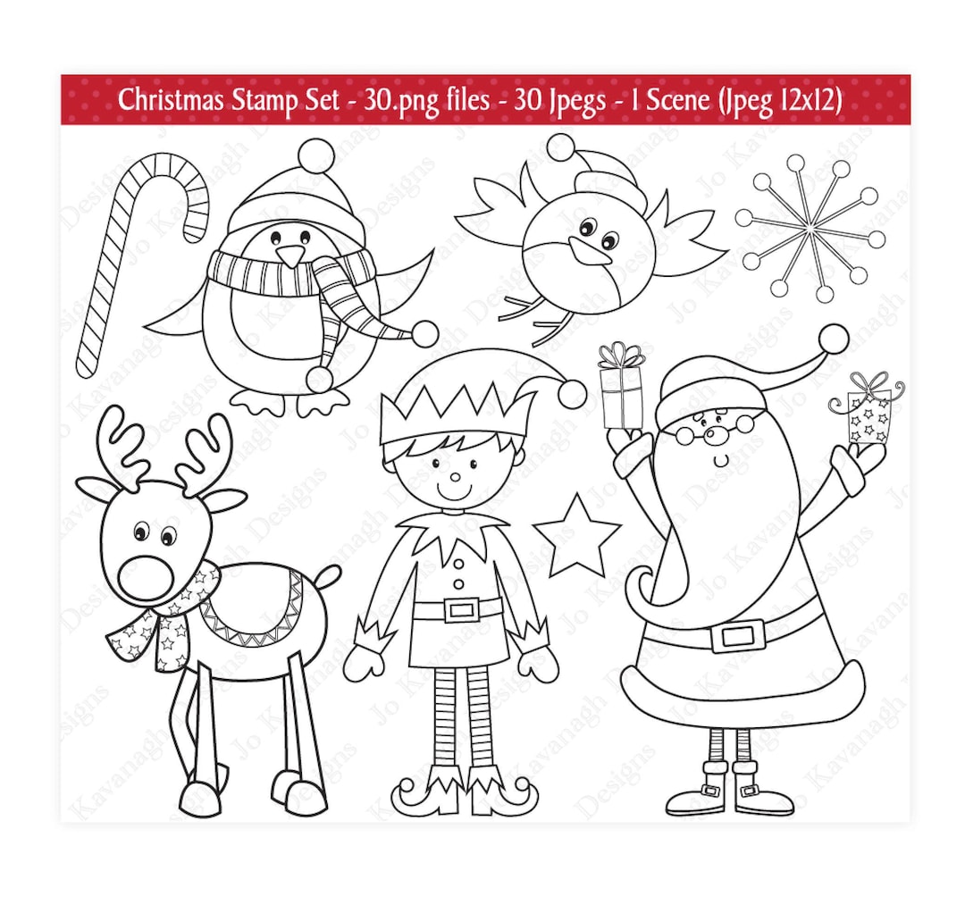 Christmas Digital Stamps,digital Stamps,santa Digital Stamps,rudolph ...