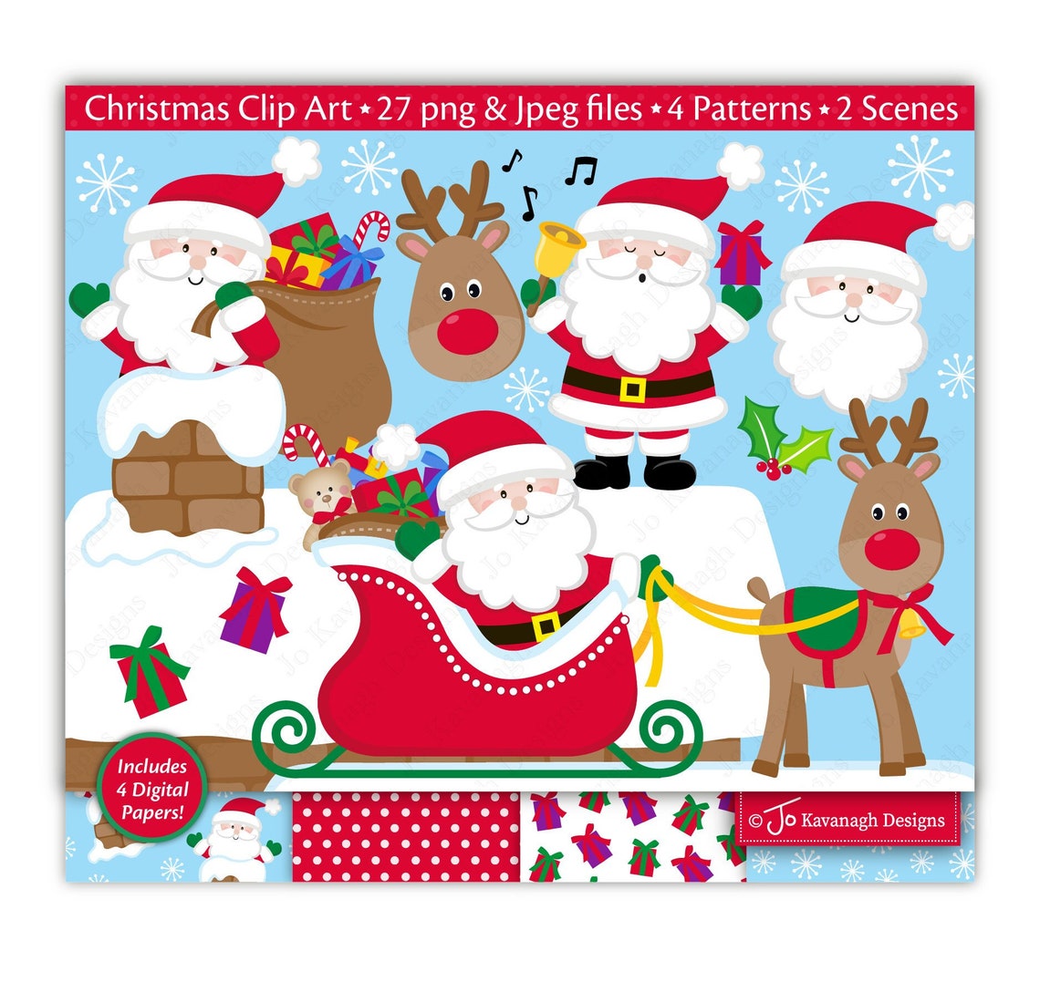 Christmas Clipart Santa Clipart Santa Claus Clipart Rudolph - Etsy