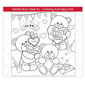 Valentine Digital Stamps,digital Stamps,valentine Bear Digital Stamps ...