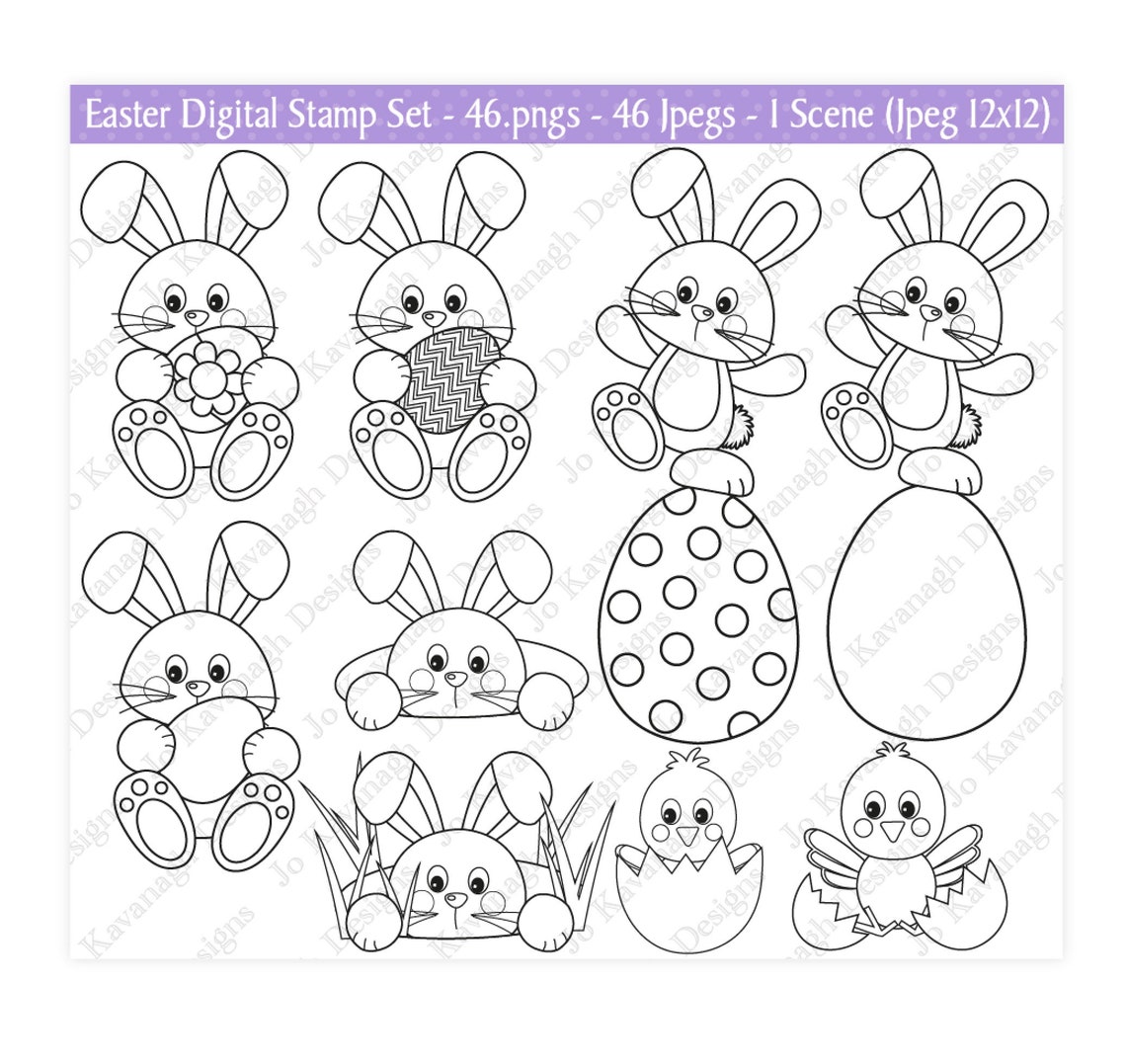 Easter Digital Stampseaster Stampseaster Cliparteaster - Etsy