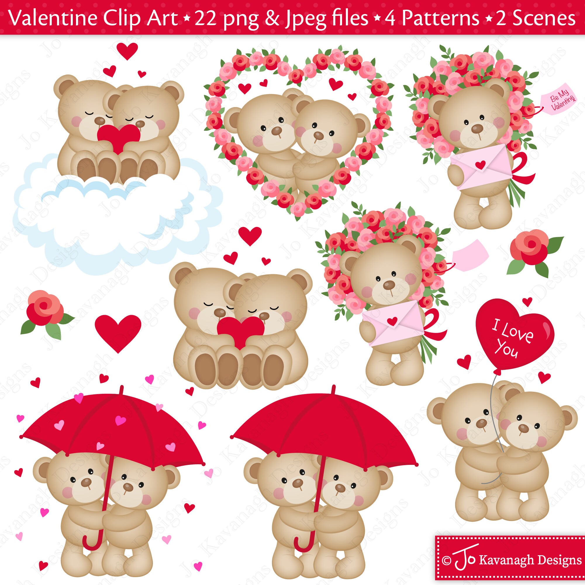Valentine Clipart Valentines Day Clipart Bear Clipart - Etsy