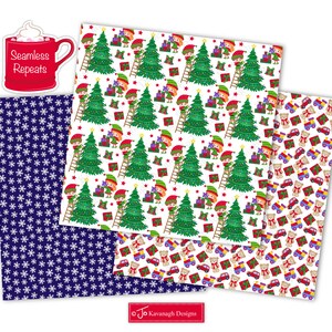 Christmas Digital Paper, Christmas Patterns, Christmas Scrapbook Paper ...