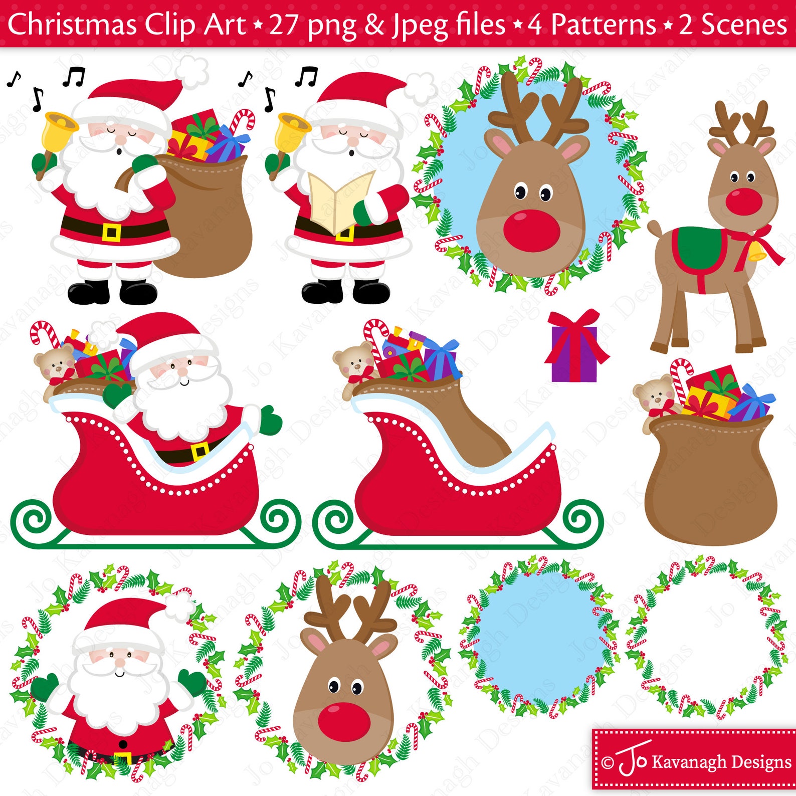 Christmas Clipart Santa Clipart Santa Claus Clipart Rudolph | Etsy