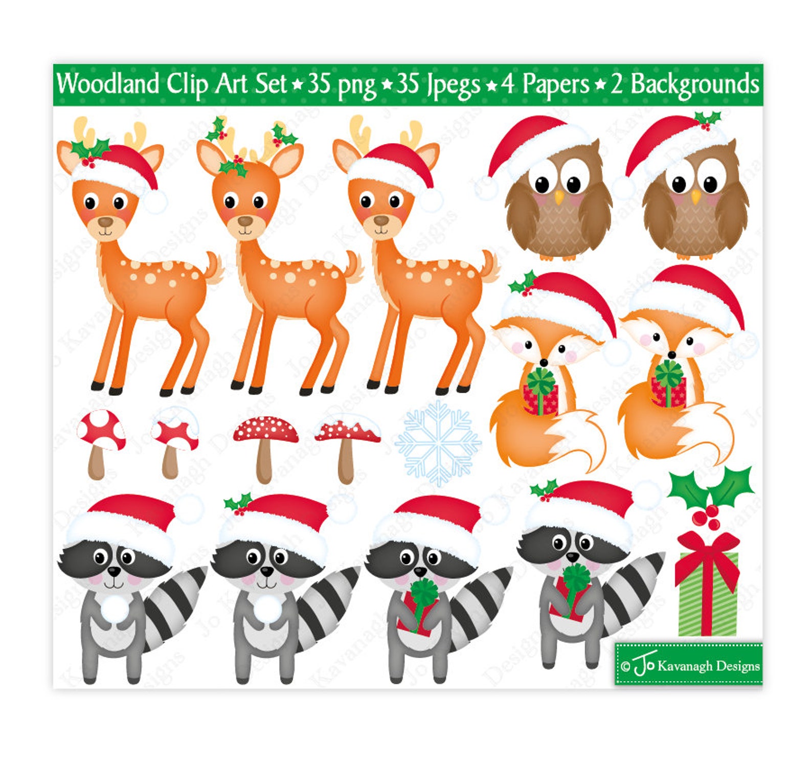 Christmas Clipart Christmas Woodland Animals Clipartforest | Etsy