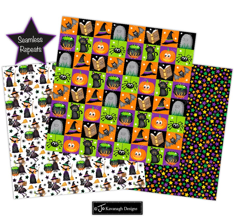 Halloween Digital Papers Halloween Witch Papers Halloween | Etsy