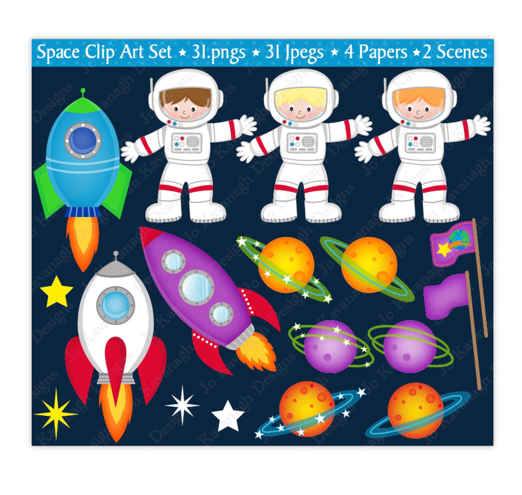 Space Clipart, Astronaut Clipart, Outer Space Clipart, Rocket, Planets ...