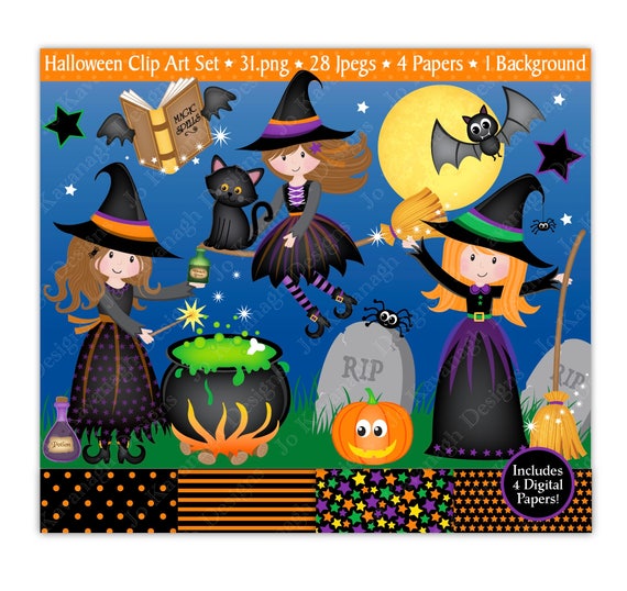 Halloween ClipartHalloween Digital PapersWitch | Etsy