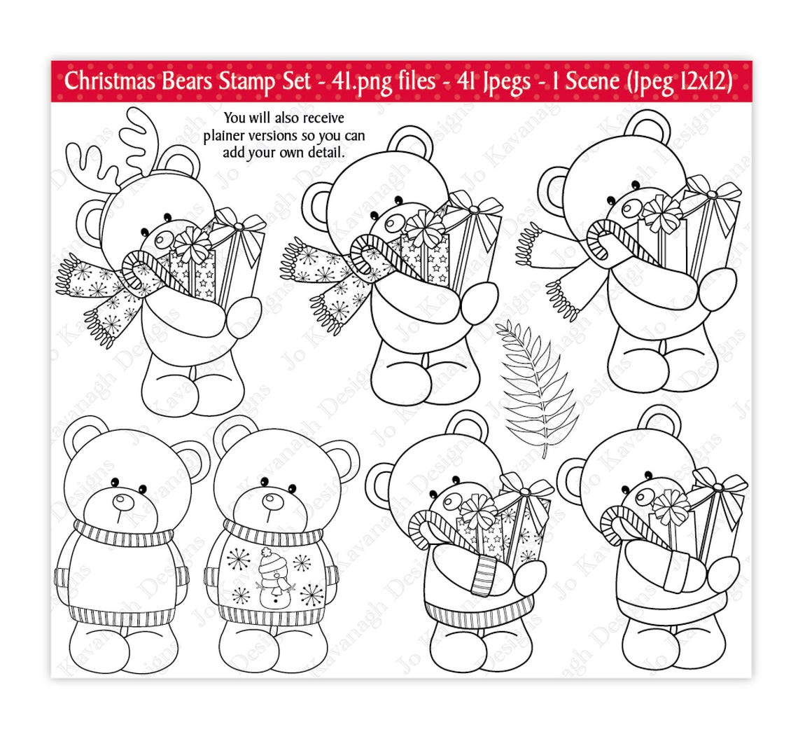 Christmas Digital Stampsdigital Stampschristmas Bear Digital - Etsy New ...